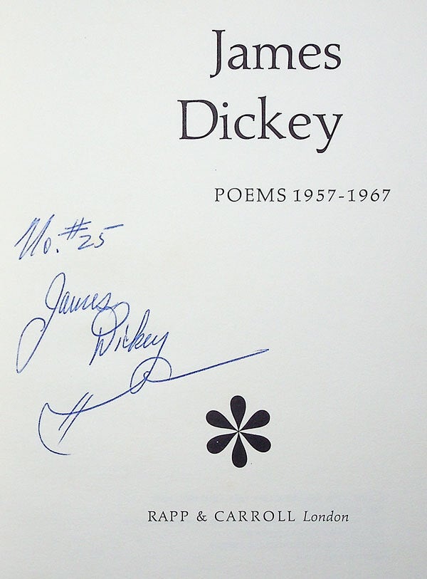 Poems 1957-1967 Limited Edition, Signed | James DICKEY | First U.K. Edition